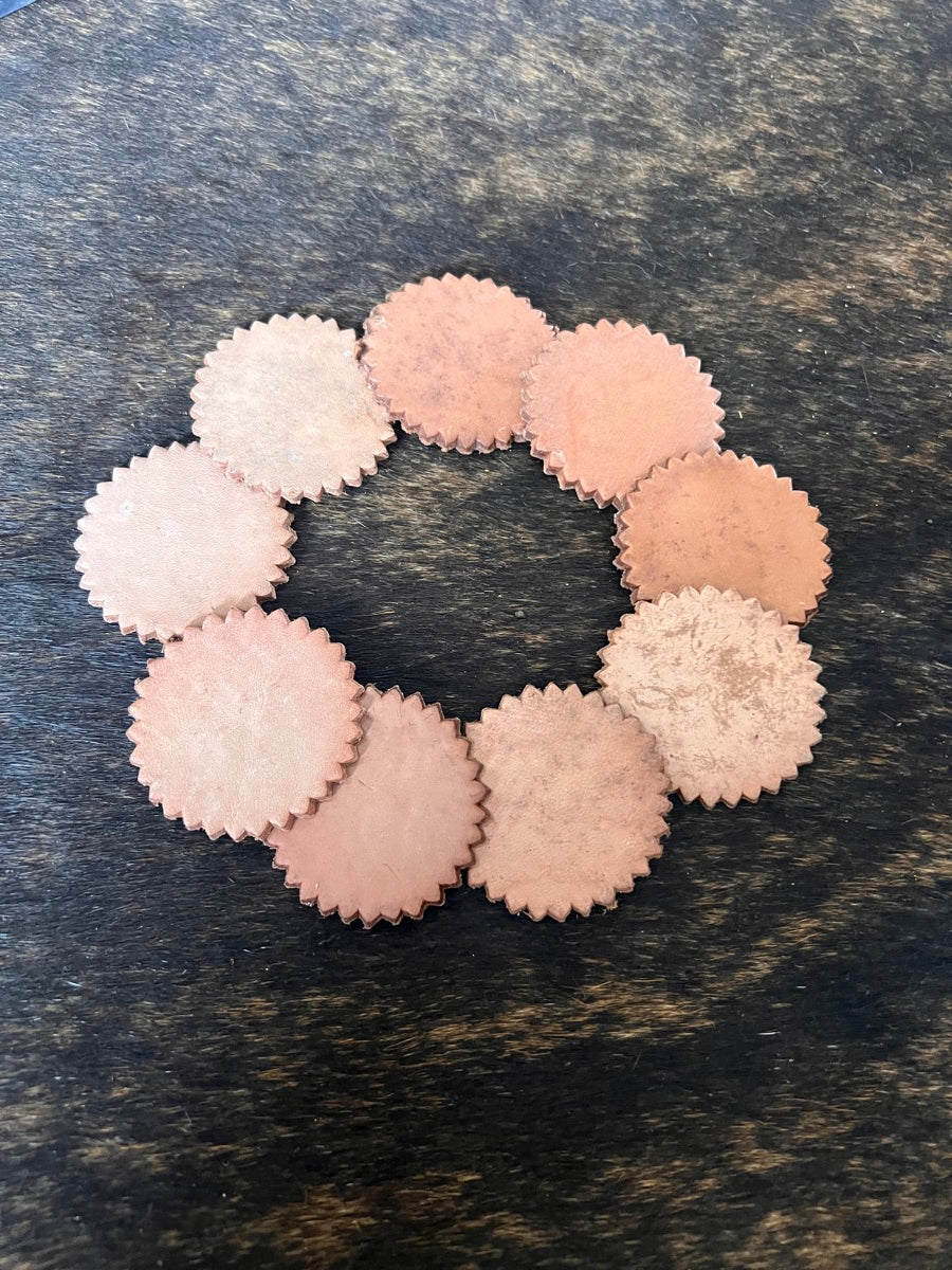 Set of 9 - 2 in Scalloped Leather Concho Rosettes - No Hole HTA1113 ...